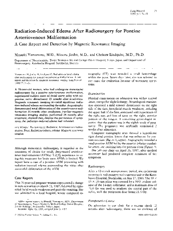 (PDF) Radiation-induced edema after radiosurgery for pontine ...