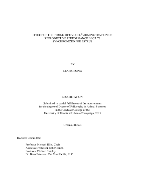 (PDF) Effect of the Timing of Ovugel Administration on Reproductive ...