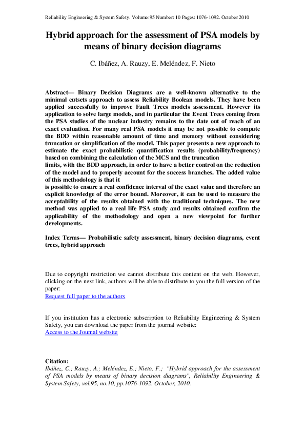 (PDF) Hybrid approach for the assessment of PSA models by means of ...