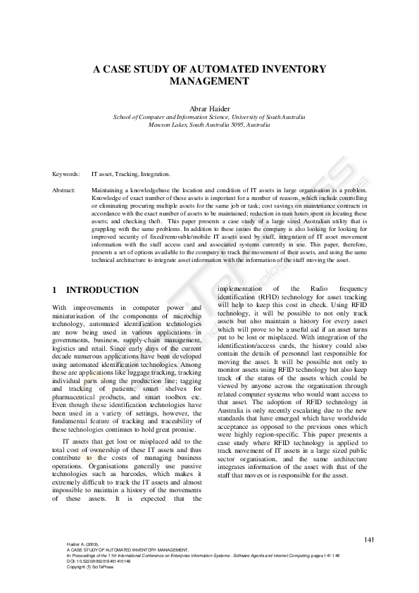 (PDF) A Case Study of Automated Inventory Management