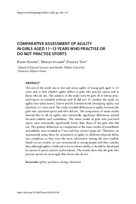 (PDF) Comparative assessment of agility in girls aged 11–13 years who ...