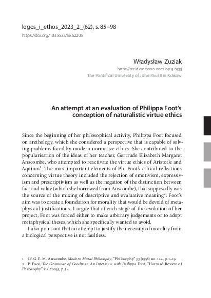 (PDF) An attempt at an evaluation of Philippa Foot's conception of ...