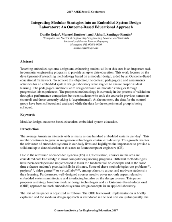 (PDF) Integrating Modular Strategies into an Embedded System Design Laboratory : An Outcome ...