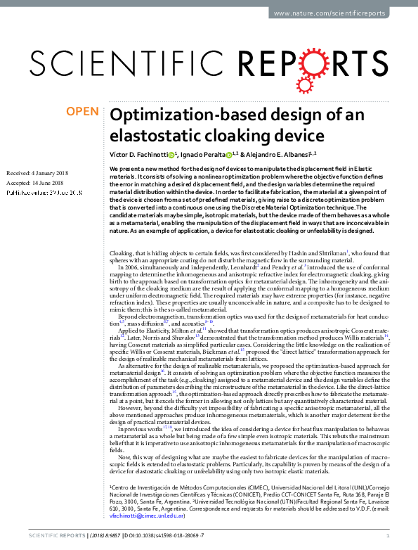 (PDF) Optimization-based design of an elastostatic cloaking device