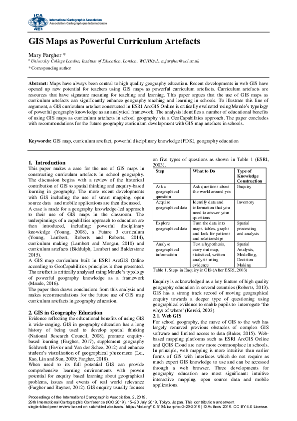 (PDF) GIS Maps as Powerful Curriculum Artefacts