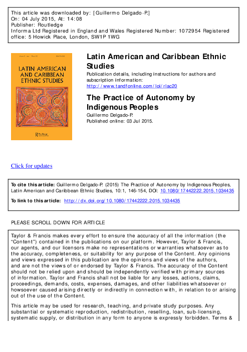 (PDF) The Practice of Autonomy by Indigenous Peoples