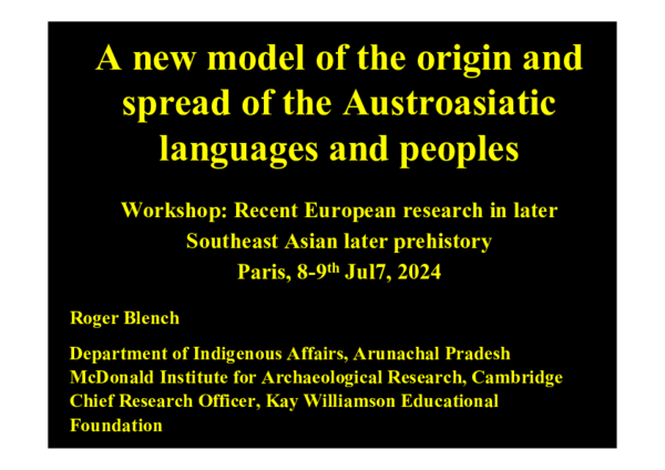 (PDF) A new model of the origin and spread of the Austroasiatic ...