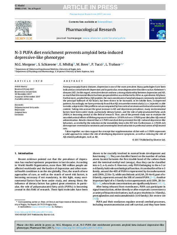 (PDF) N-3 PUFA diet enrichment prevents amyloid beta-induced depressive ...