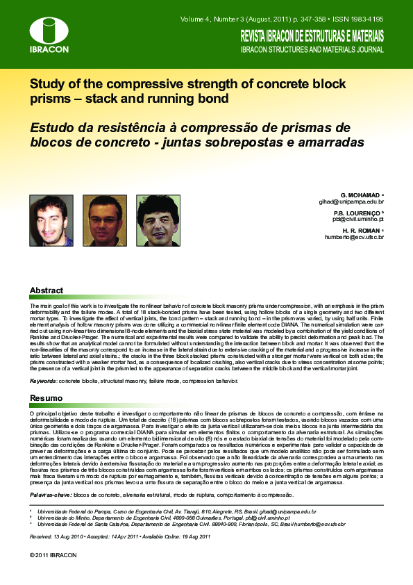 (PDF) Study of the compressive strength of concrete block prisms: stack ...