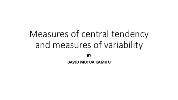 (PDF) Measures of central tendency and measures of variability