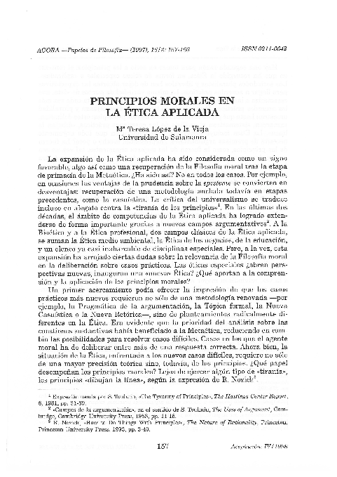 (PDF) Principios morales en la ética aplicada