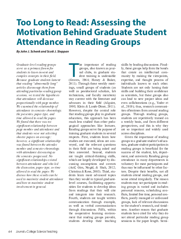 (PDF) Too Long to Read: Assessing the Motivation Behind Graduate ...