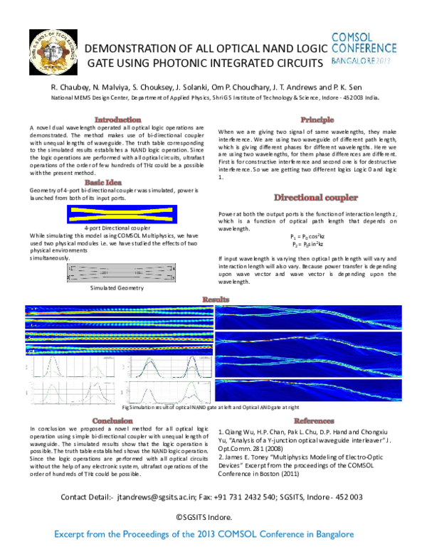 (PDF) Demonstration Of All Optical Nand Logic Gate Using Photonic ...