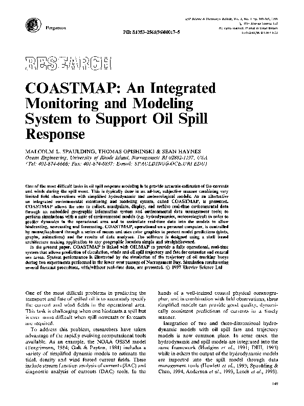 (PDF) COASTMAP: An integrated monitoring and modeling system to support ...
