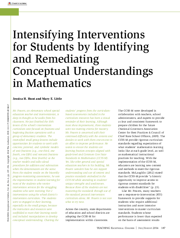 (PDF) Intensifying Interventions for Students by Identifying and Remediating Conceptual ...