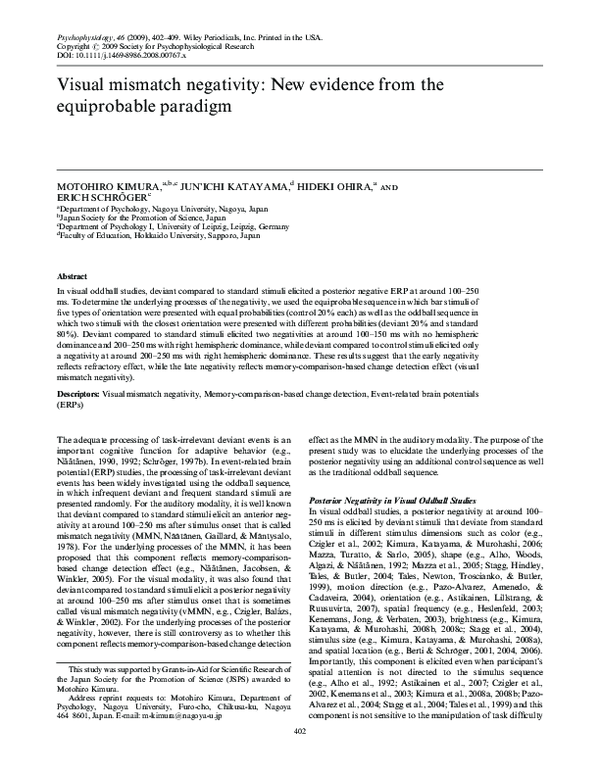 (PDF) Visual mismatch negativity: New evidence from the equiprobable paradigm