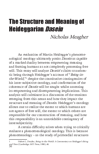 (PDF) The Structure and Meaning of Heideggerian Dasein