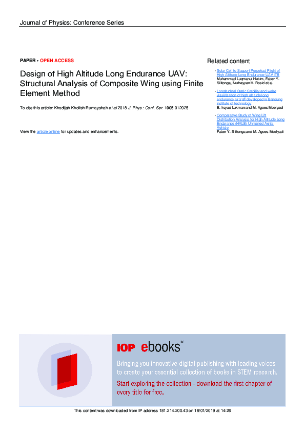 (PDF) Design of High Altitude Long Endurance UAV: Structural Analysis of Composite Wing using ...