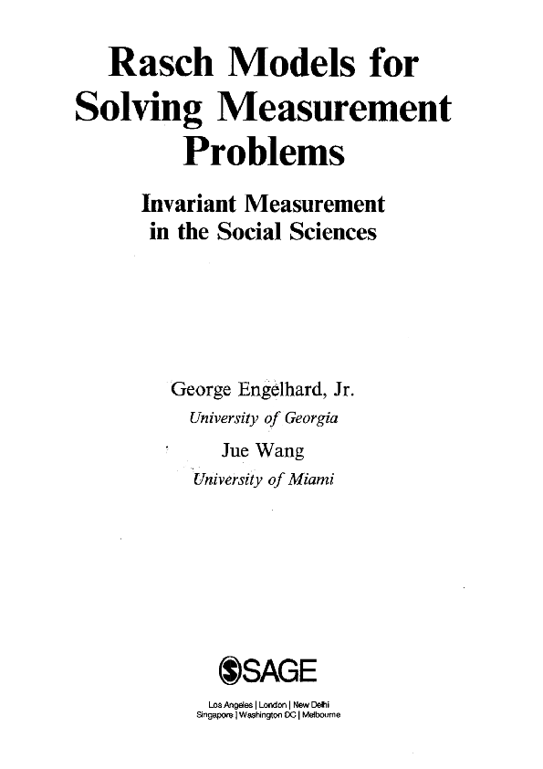 (PDF) Rasch Models for Solving Measurement Problems: Invariant ...