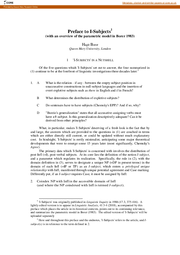 (PDF) Preface to I-subjects