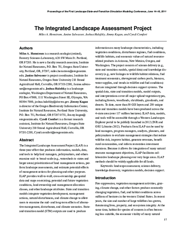 (PDF) The integrated landscape assessment project
