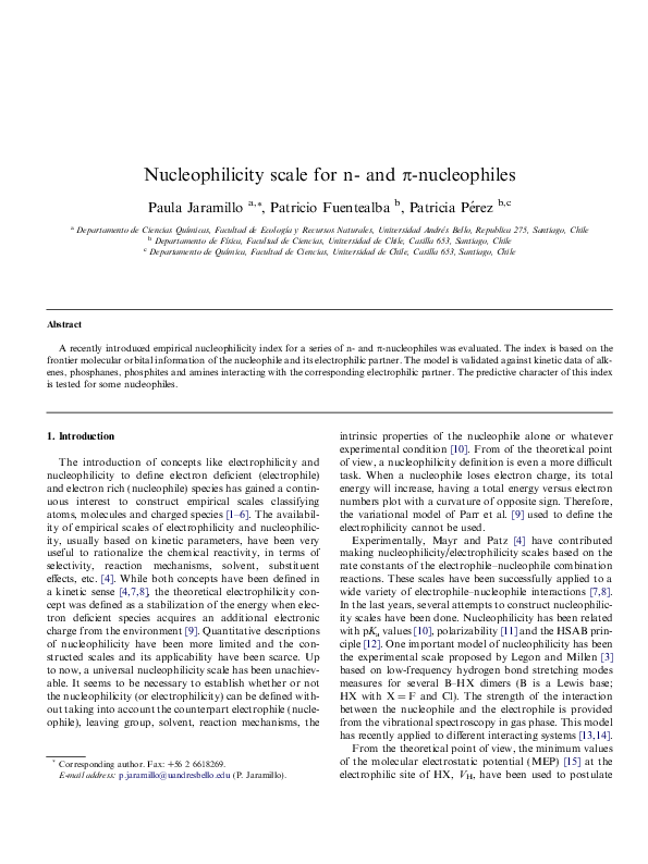 (PDF) Empirical Nucleophilicity Scale for n- and π-Nucleophiles