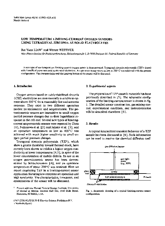 (PDF) Low temperature limiting-current oxygen sensors using tetragonal ...