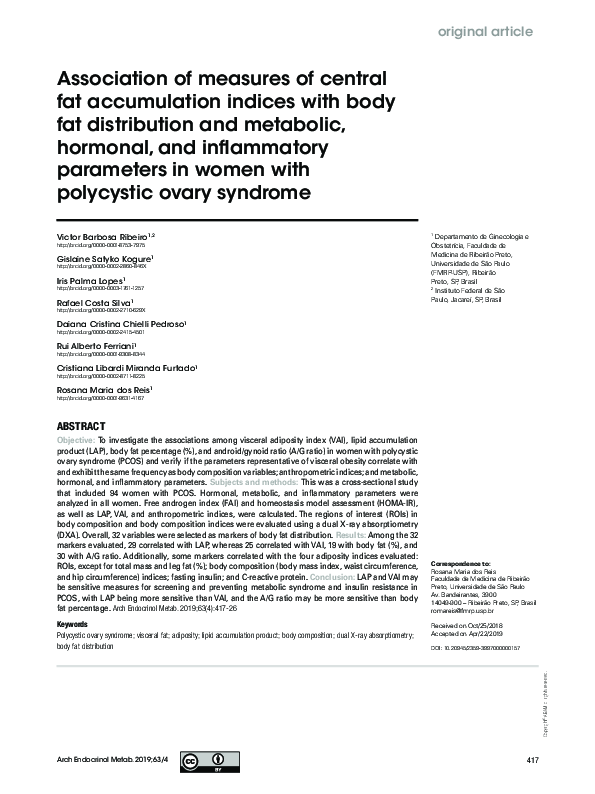 (PDF) Association of measures of central fat accumulation indices with ...
