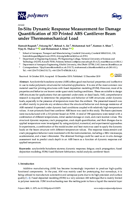 (PDF) In-Situ Dynamic Response Measurement for Damage Quantification of ... (PDF) In-Situ Dynamic Response Measurement for Damage Quantification of ...