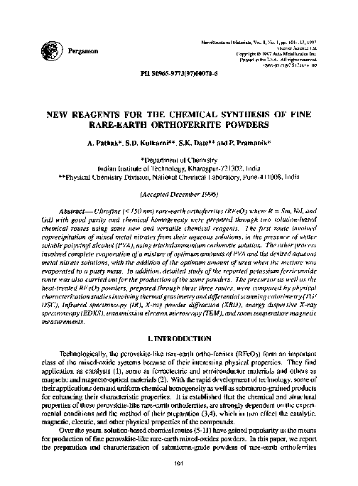 (PDF) New reagents for the chemical synthesis of fine rare-earth ...