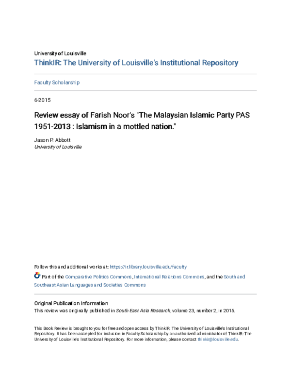 (PDF) The Malaysian Islamic Party PAS 1951–2013: Islamism in a Mottled ...