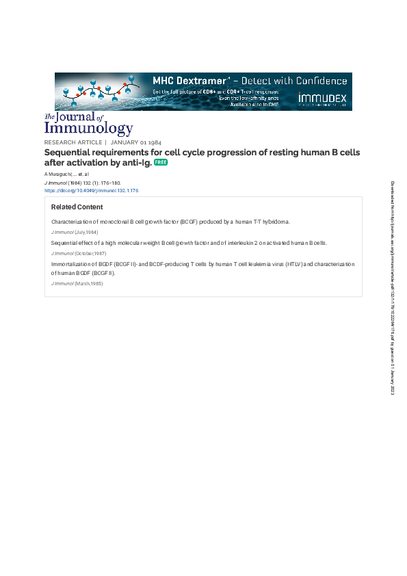 (PDF) Sequential requirements for cell cycle progression of resting human B cells after ...