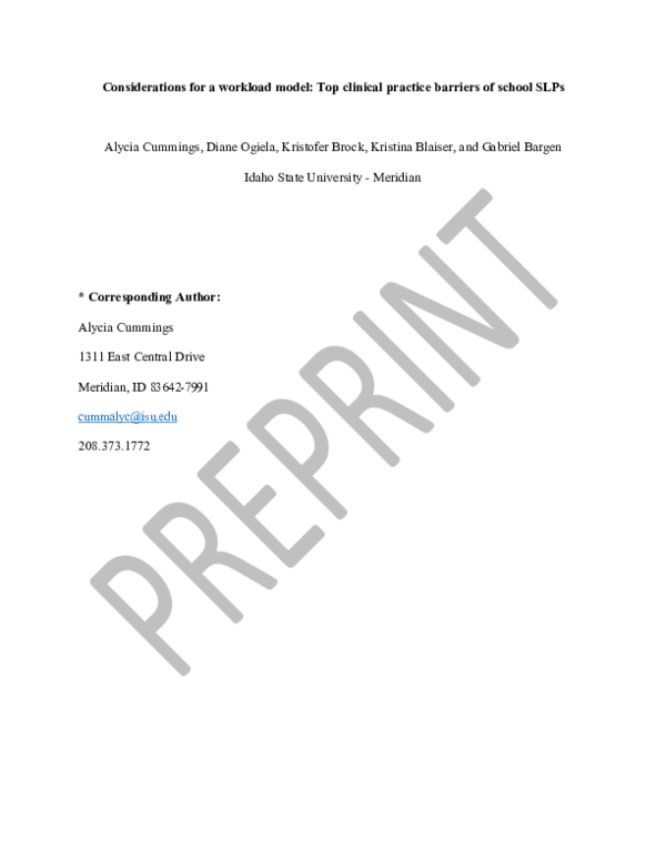 (PDF) Considerations for a workload model: Top clinical practice ...