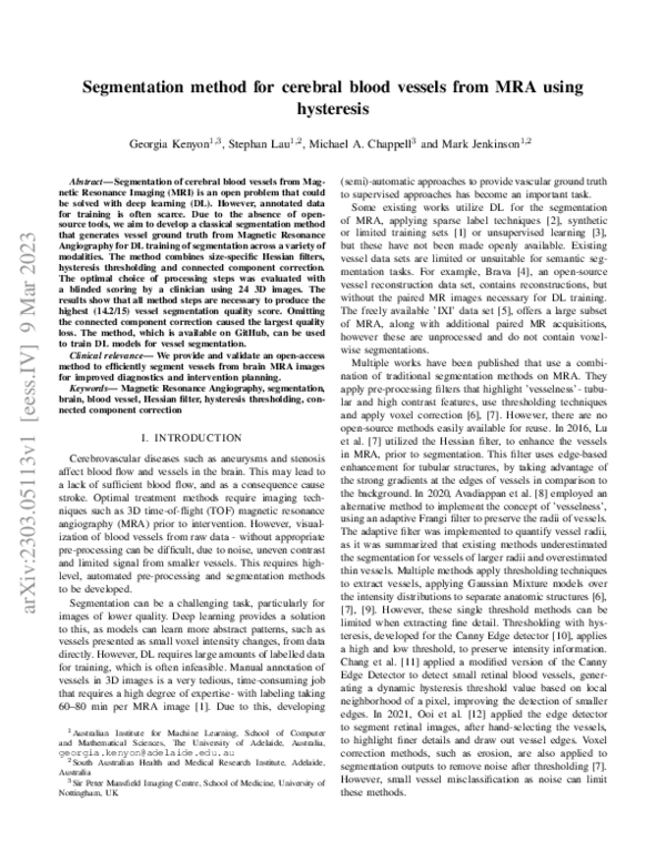 (PDF) Segmentation method for cerebral blood vessels from MRA using ... (PDF) Segmentation method for cerebral blood vessels from MRA using ...