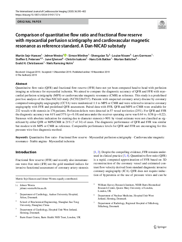 (PDF) Comparison of quantitative flow ratio and fractional flow reserve ...