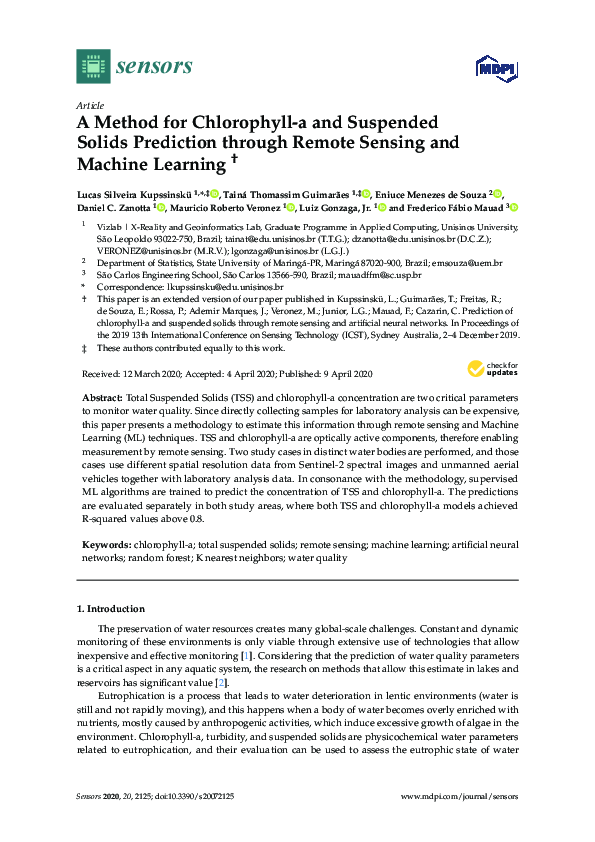(PDF) A Method for Chlorophyll-a and Suspended Solids Prediction through Remote Sensing and ...