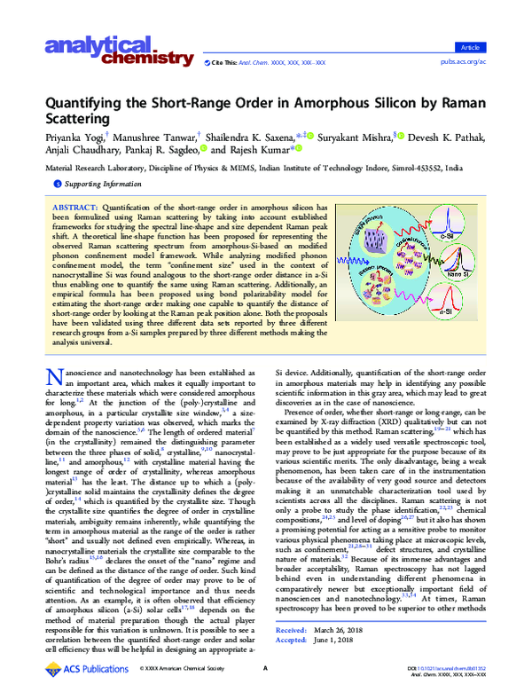 (PDF) Quantifying the Short-Range Order in Amorphous Silicon by Raman ...