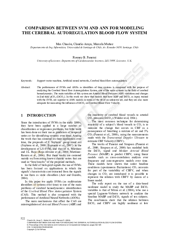 (PDF) Comparison Between SVM and Ann for Modeling the Cerebral Autoregulation Blood Flow System