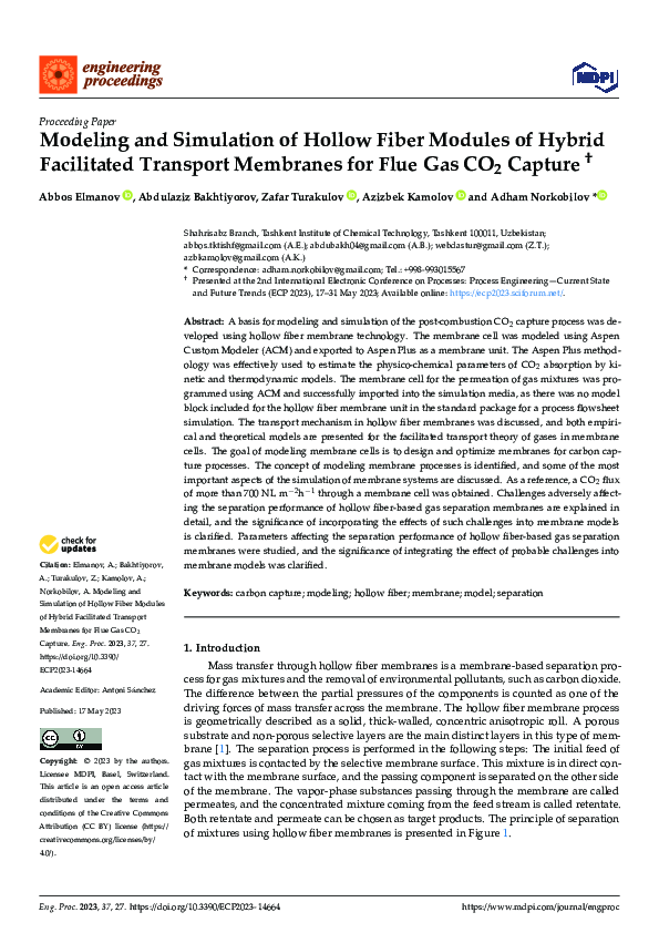 (PDF) Modeling and Simulation of Hollow Fiber Modules of Hybrid Facilitated Transport Membranes ...