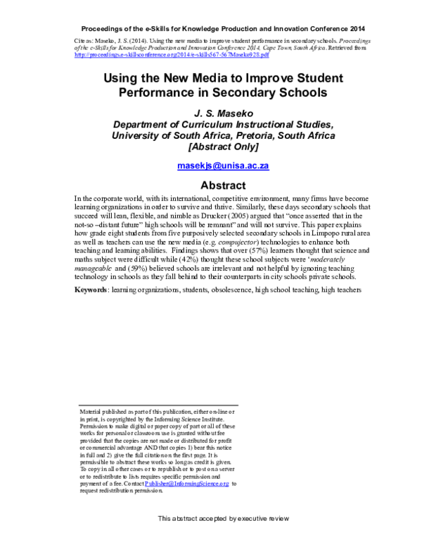 (PDF) Using the New Media to Improve Student Performance in Secondary ...
