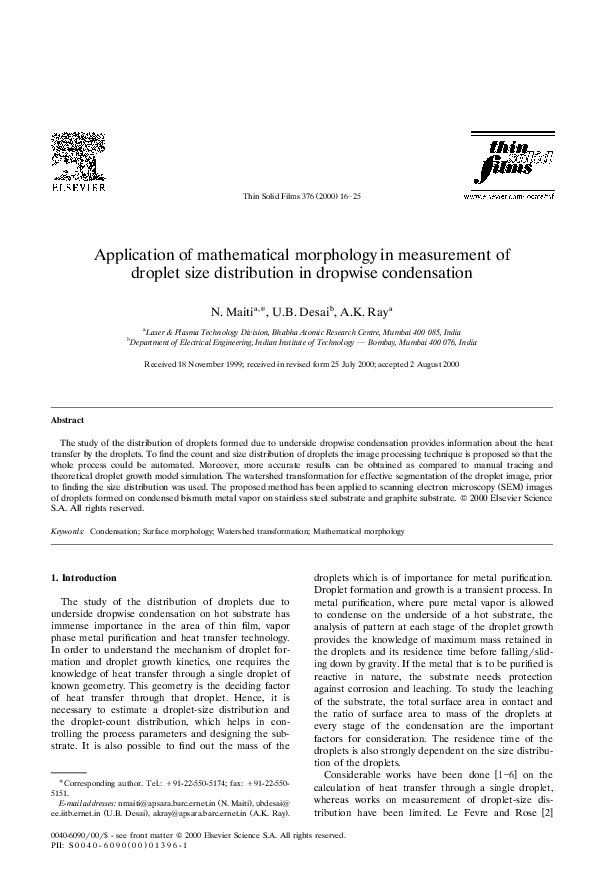 (PDF) Application of mathematical morphology in measurement of droplet ...