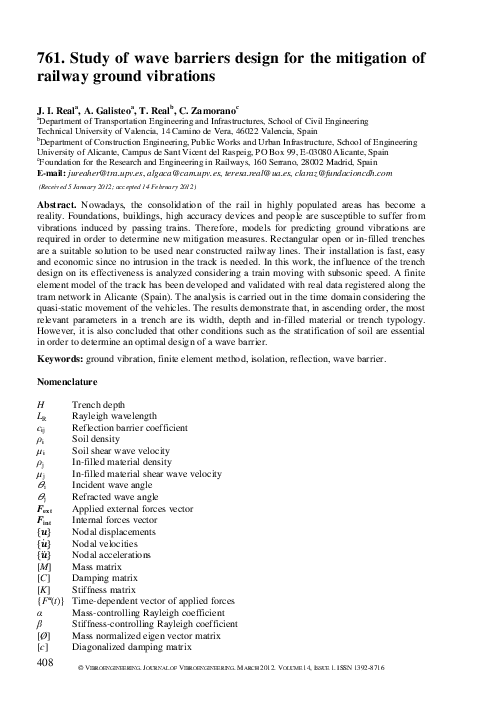 (PDF) 761. Study of wave barriers design for the mitigati on of railway ...