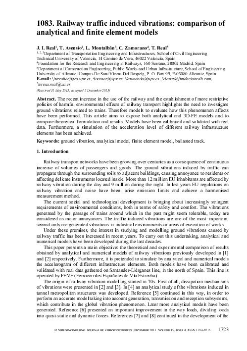(PDF) Railway traffic induced vibrations: comparison of analytical and ...