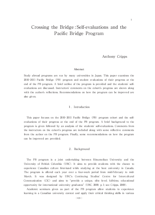 (PDF) Crossing the bridge: self-evaluations and the Pacific Bridge program