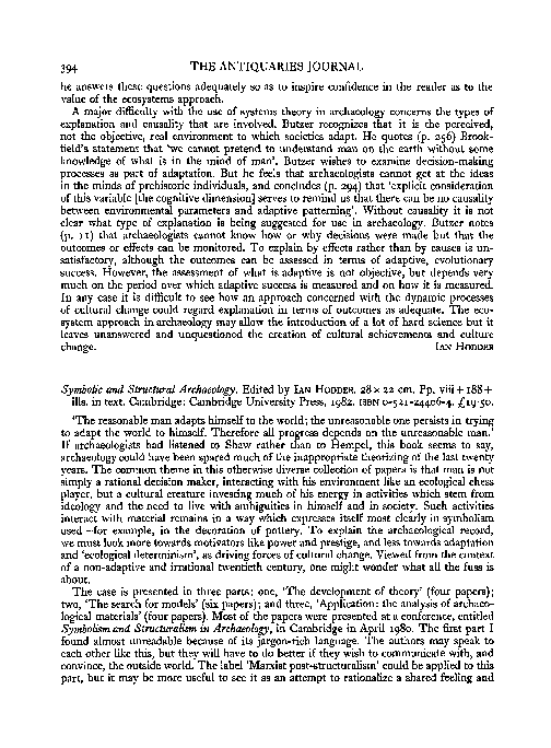 (PDF) Symbolic and Structural Archaeology, edited by Ian Hodder