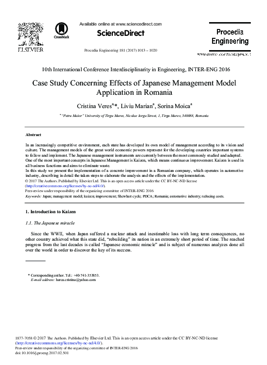 (PDF) Case Study Concerning Effects of Japanese Management Model ...