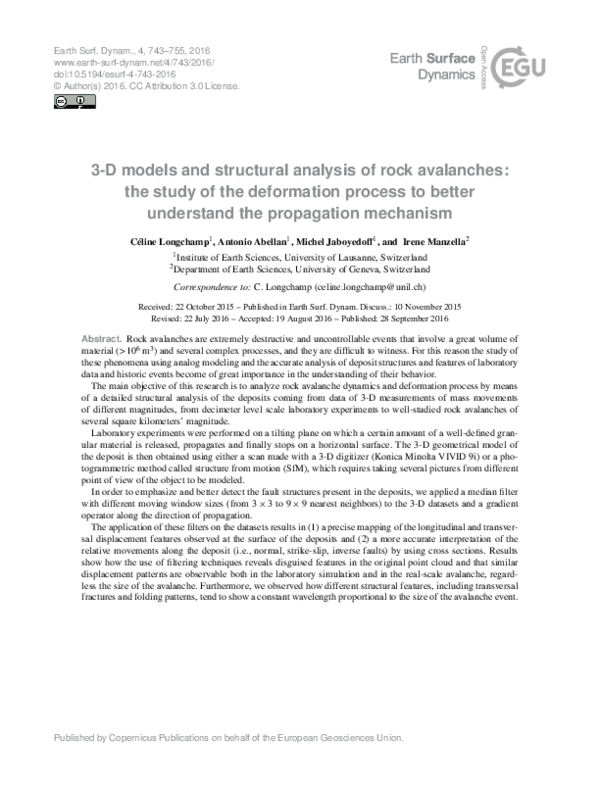 (PDF) 3-D models and structural analysis of rock avalanches: the study ...
