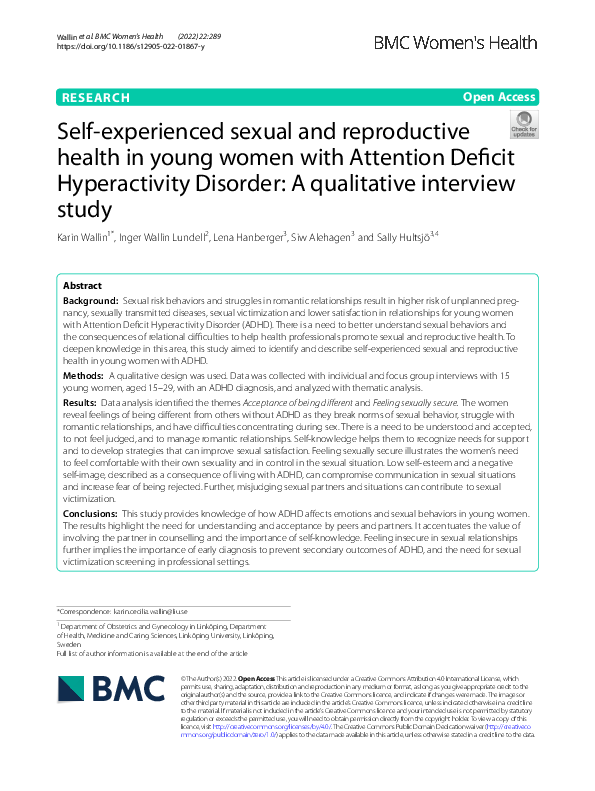 (PDF) Self-experienced sexual and reproductive health in young women ...