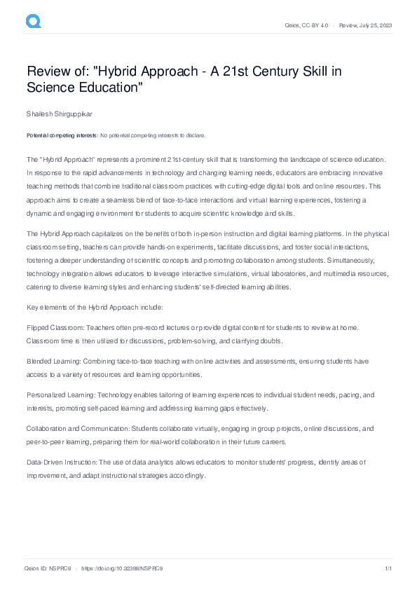 (PDF) Review of: "Hybrid Approach - A 21st Century Skill in Science ...