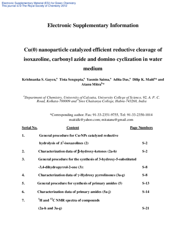 (PDF) Cu(0) nanoparticle catalyzed efficient reductive cleavage of ...